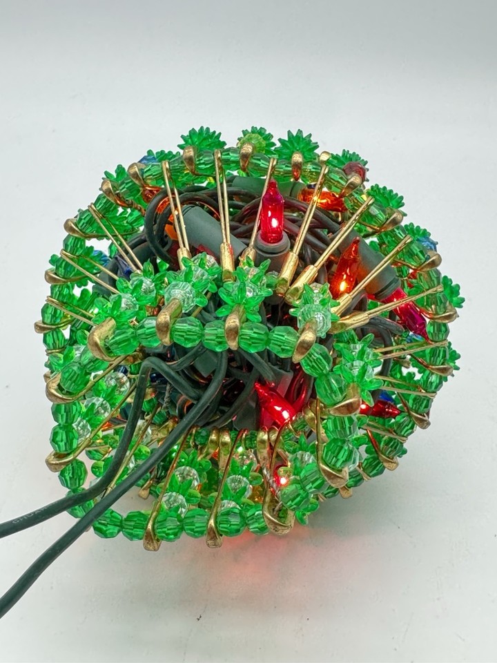 VTG Beaded Safety Pin Christmas Tree Lighted Lamp Retro 70s Handmade ...