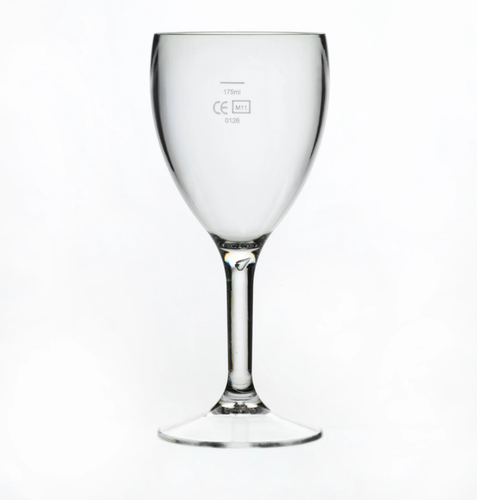 Clear Reusable Plastic Wine Glass 255ml - Polycarbonate CE/CA Stamped ...