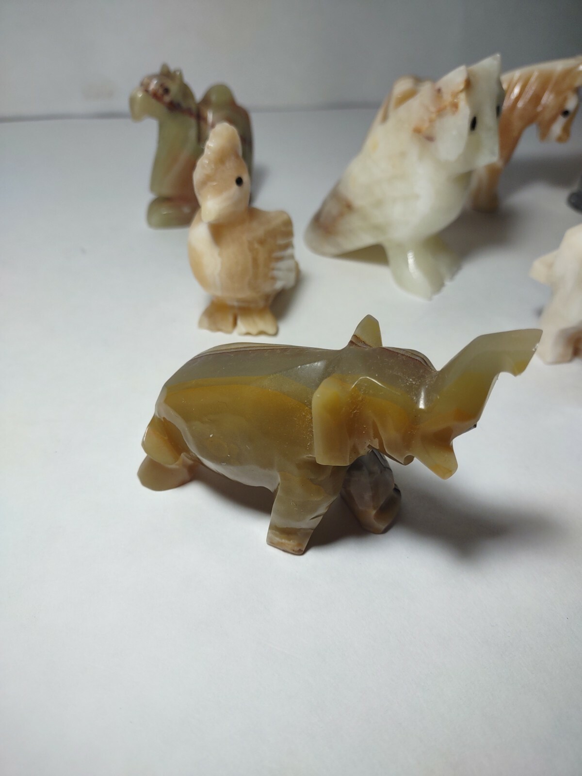 Vintage Collectible Hand Carved Marble Stone Onyx Animal Figurines ...