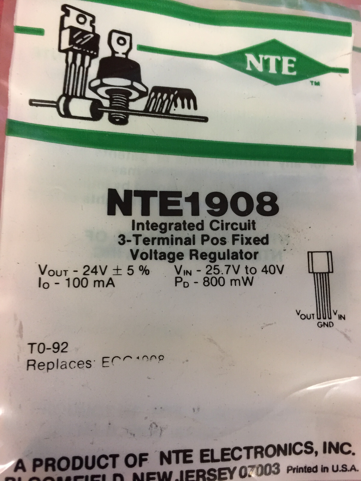 NTE1908 IC REG LINEAR 24V 100MA TO92 2 PCS | eBay