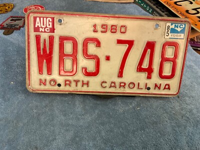 1980 w/ 1985 Sticker North Carolina License Plate WBS 748 Rustic | eBay