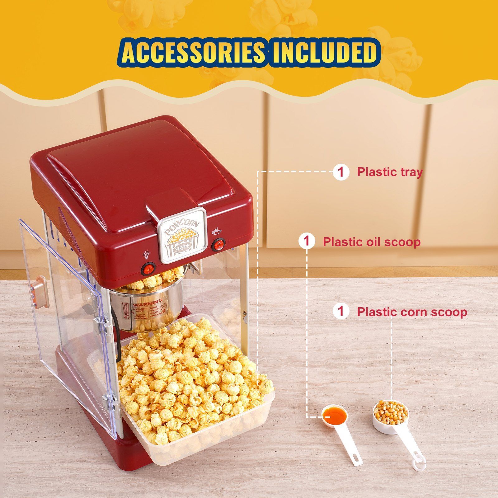 Popcorn Popper Machine Tabletop Popcorn Maker 300W 2.5 Oz Red | eBay