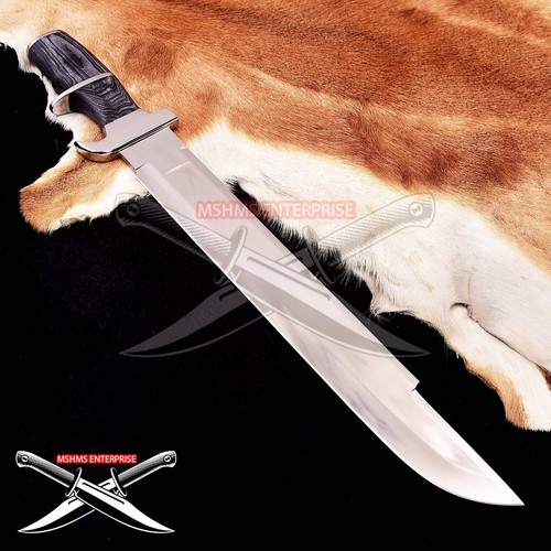 23' HANDMADE D2 STEEL HIGH POLISH HUNTING PREDATOR BOWIE MACHETE KNIFE ...
