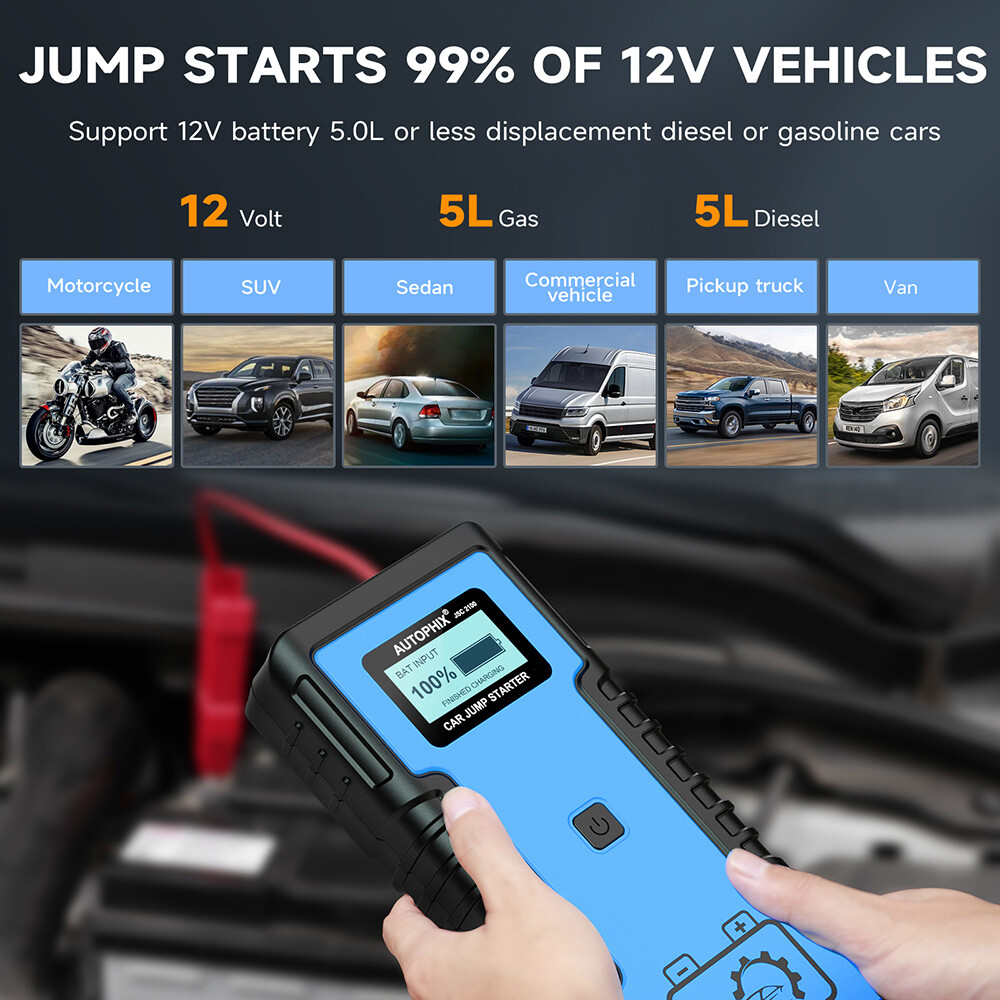 Autophix JSC2100 Car Jump Starter Portable Super Capacitor 12V Battery ...