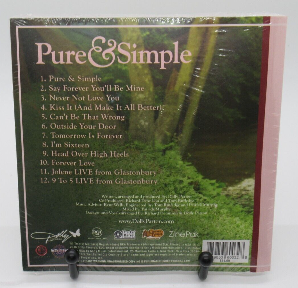 DOLLY PARTON: PURE & SIMPLE MUSIC CD + MAGNET, 12 TRACKS, CRACKER ...