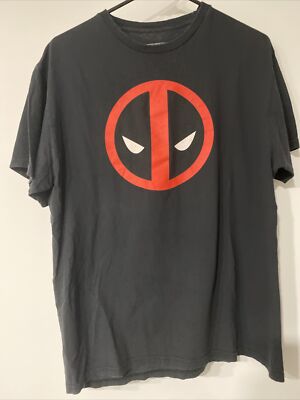 Official Marvel Comics Mens Large Black Distressed Deadpool Logo T ...