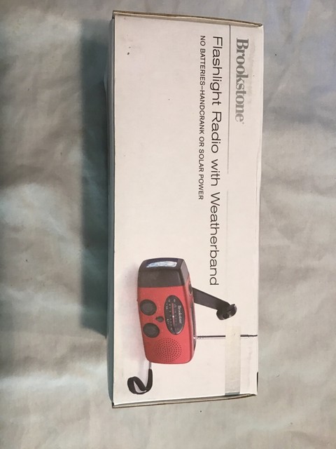 Brookstone Flashlight Radio With Weatherband Handcrank or Solar Power ...