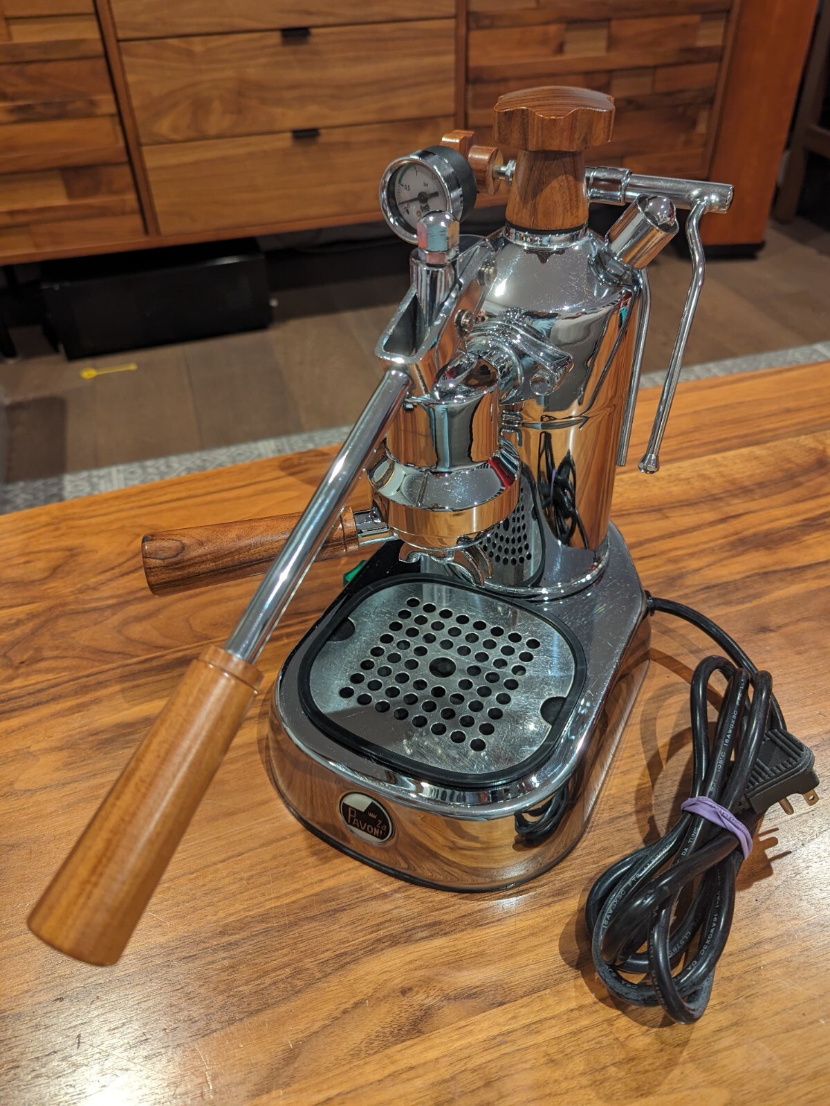 La Pavoni Professional 16-Cup Espresso Machine, Chrome/Wood | eBay