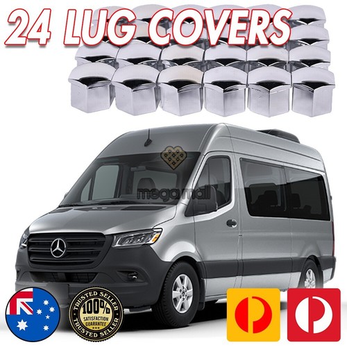 24 19MM HEX CHROME CAP COVERS FASTENER LUG BOLTS NUTS FOR MERCEDES BENZ ...