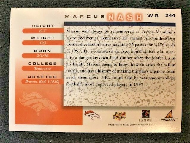 NFL - 1998 Score Marcus Nash Rookie Card - Broncos | eBay