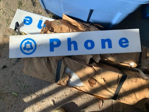 White Vintage Bell Systems Telephone Pay Phone Booth Top Sign Insert | eBay