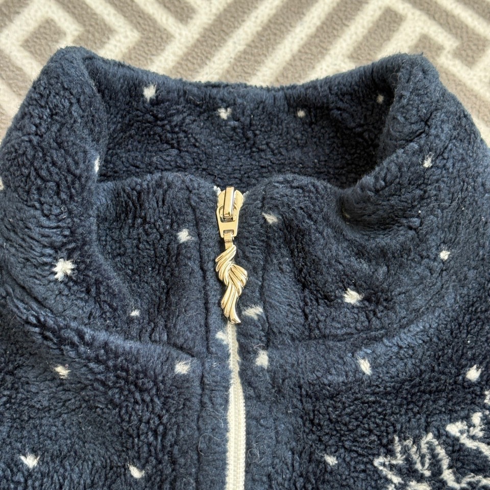 Vintage 90s Art Unlimited Fleece Jacket Winter Snow Full Zip Navy Blue ...