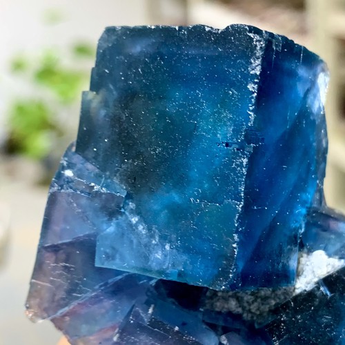 118G Rare transparent blue-green cubic fluorite mineral crystal sample ...