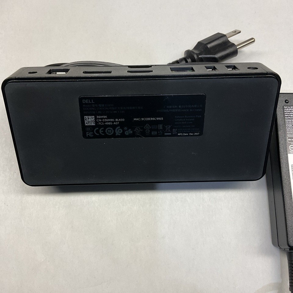 Dell D3100 USB 3.0 Ultra HD/4K Triple Display Docking Station With 65w ...