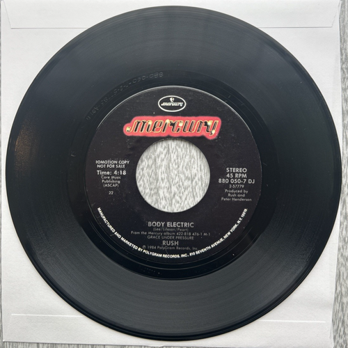 RUSH "Body Electric" 1984 45rpm 7" Single PROMO Mercury ‎– 880 050-7 DJ ...