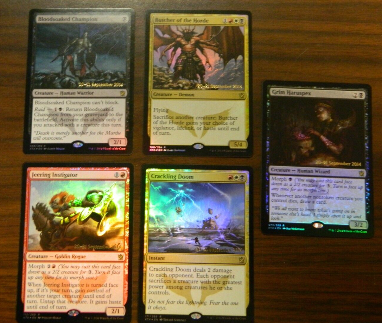 MTG Lot Of (5) Khans Of Tarkir Prerelease Promo FOIL Cards Excellent ...