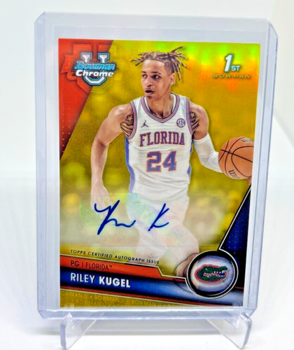 2023/24 Bowman University Chrome RILEY KUGEL 1st RC Gold Refractor AUTO ...