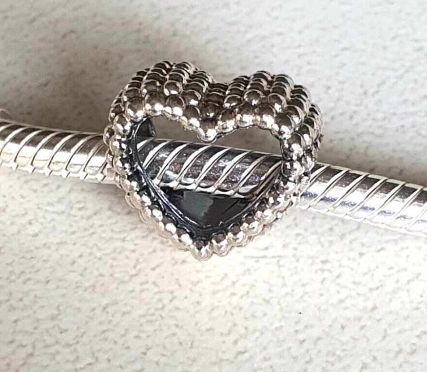 NEW Genuine Pandora Beaded Heart Charm 797516 Love Affection Silver 925 ...