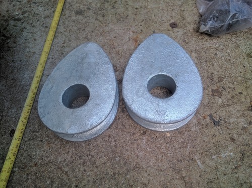 2x solid raw Solid Cast steel Thimbles size: 20mm OL 143mm Track for ...