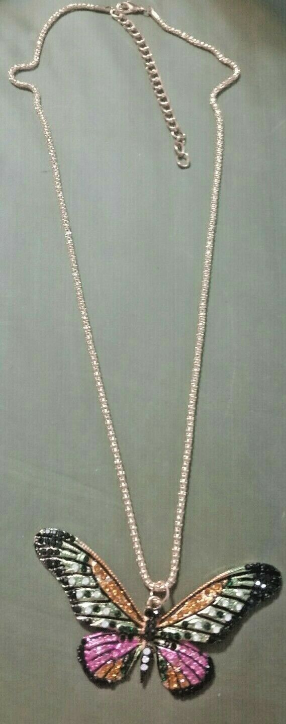 NEW! Multi Colored Butterfly Necklace Pendant Chain #762 | eBay