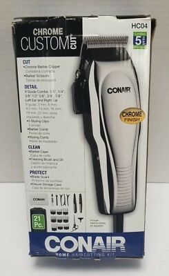 CONAIR® CUSTOM CUT® 21-PIECE CHROME HAIRCUT KIT WITH CASE - NEW! | eBay