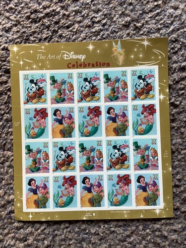 USPS THE ART OF DISNEY CELEBRATION SHEET OF 20 STAMPS 2005 3912-3915-O ...