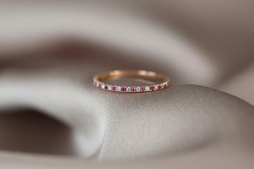 14k gold plated Natural Pink Ruby Diamond Full Eternity Band Ring 925 ...