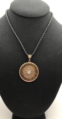 Lia Sophia Toscano Crystal Silver Tone Necklace Black Braided Cord 18 ...