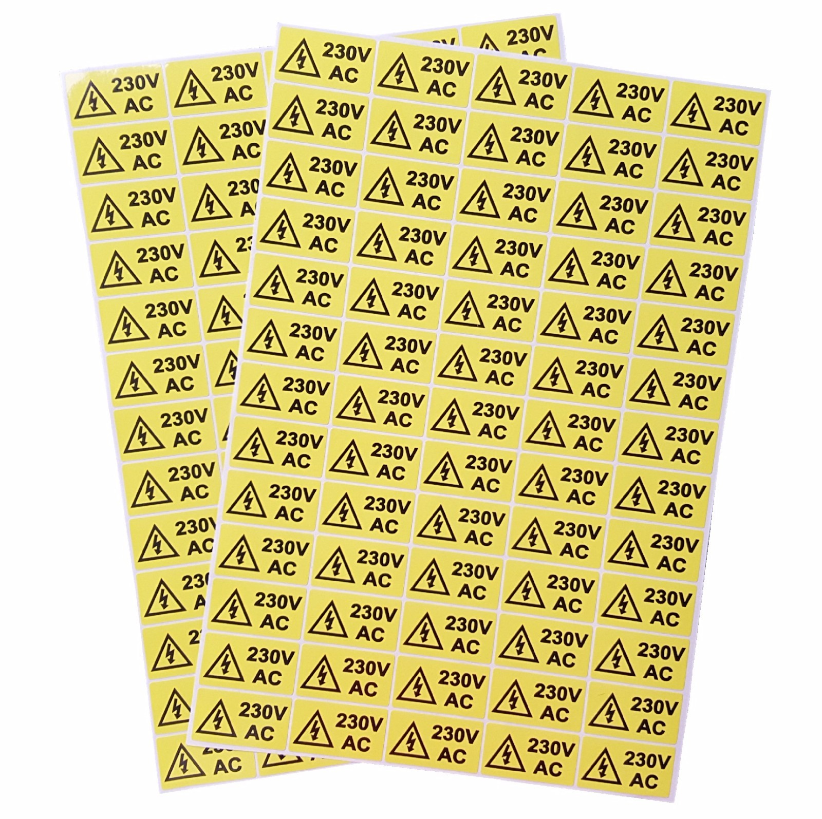Yellow Electrical Warning Vinyl Stickers AC 110V 230V 240V 415V | eBay UK
