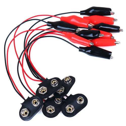 5Pcs 9V Battery Clip Power Cable Testing Line Adapter to Alligator Clip ...