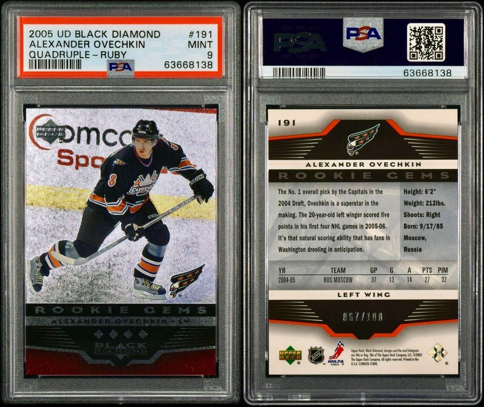 2005 Black Diamond Alexander Ovechkin Rookie Gems RUBY Quad Red /100 ...