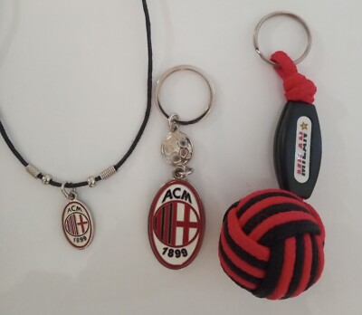 3 AC MILAN GIFTS: 1 NECKLACE + 1 SOCCER KEY + 1 AC-MILAN KEYCHAIN FOR ...