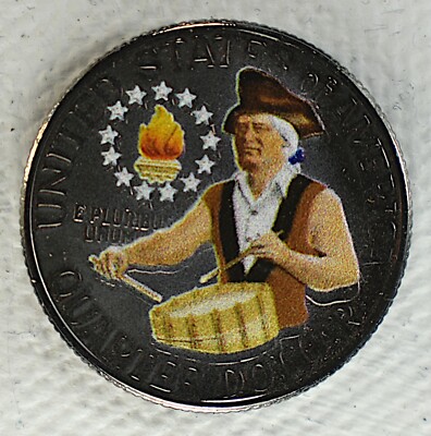 DUAL BLACK RUTHENIUM & COLORIZED WASHINGTON BICENTENNIAL QUARTER U.S ...