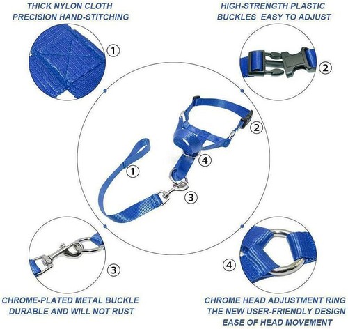 Dog Collars & Leashes Pet Head Collar Gentle Control Leash Leader Stop ...