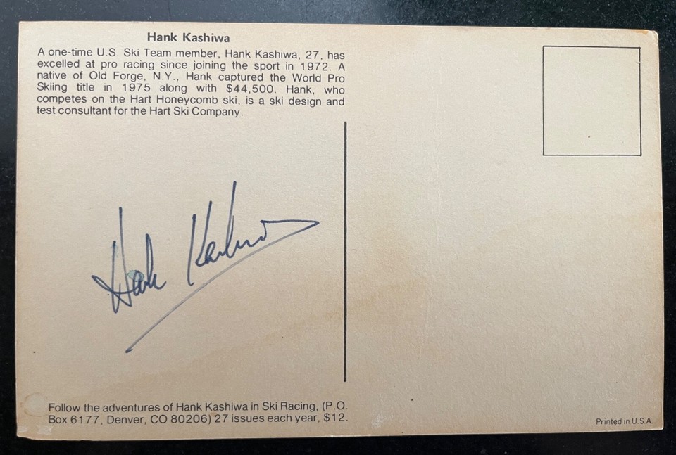 Hank Kashiwa Autographed Postcard, Hart Skis, Steamboat Springs | eBay