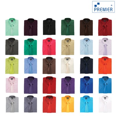 Premier Short Sleeve Poplin Shirt (PR202) - Unisex Formal Workwear ...