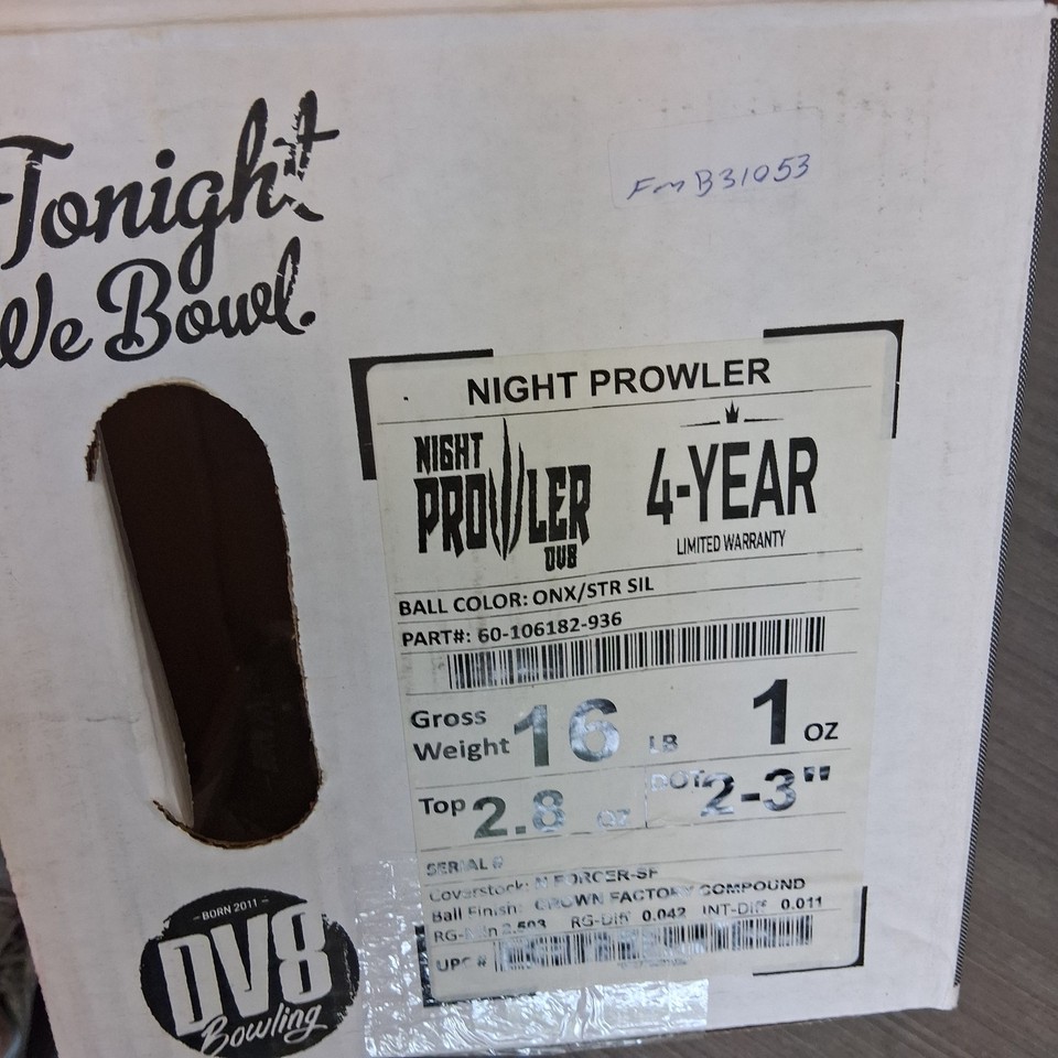 DV8 Night Prowler Bowling bowling ball 16 LB. 1st quality NEW IN BOX ...