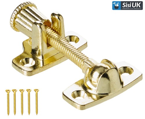 2x Sash Window Fastener Lever Lock Twist Arm Catch Brass Plated Fixings ...