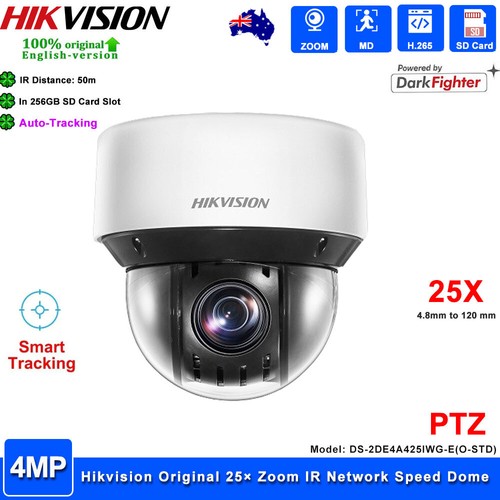 Hikvision 4MP PTZ 25x Zoom Security IP Camera PoE Auto Tracking DS ...