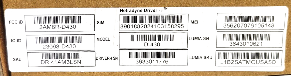 NETRADYNE Model D-430 DRI41AM3LSN DRIVER I Fleet Safety DASH CAM D 430 ...