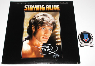 BARRY GIBB SIGNED 'STAYING ALIVE' MOVIE SOUNDTRACK VINYL BECKETT COA ...