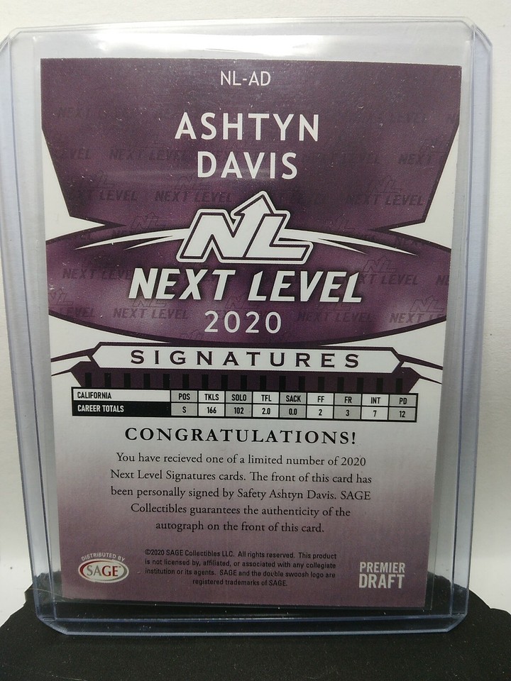 2020 SAGE HIT ASHTYN DAVIS AUTO NEXT LEVEL RED ROOKIE CARD. NICE.. | eBay