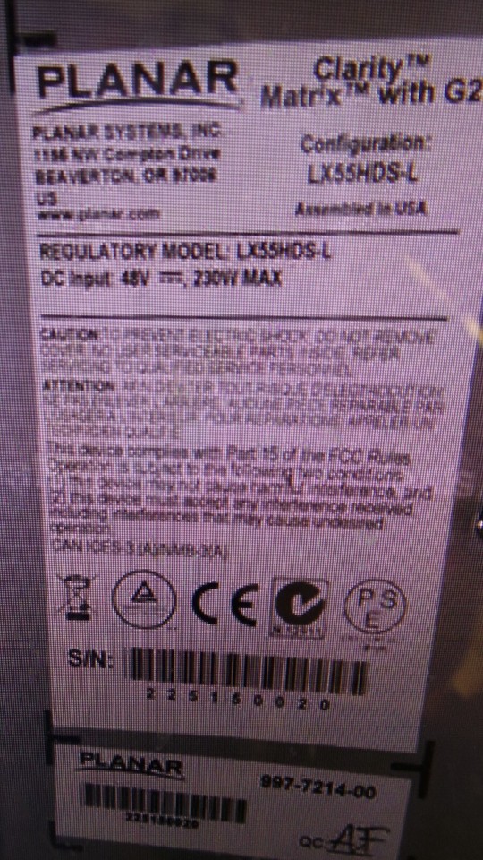 55" PLANAR CLARITY MATRIX G2 LCD SIGNAGE VIDEO WALL DISPLAY LX55HDS-L ...