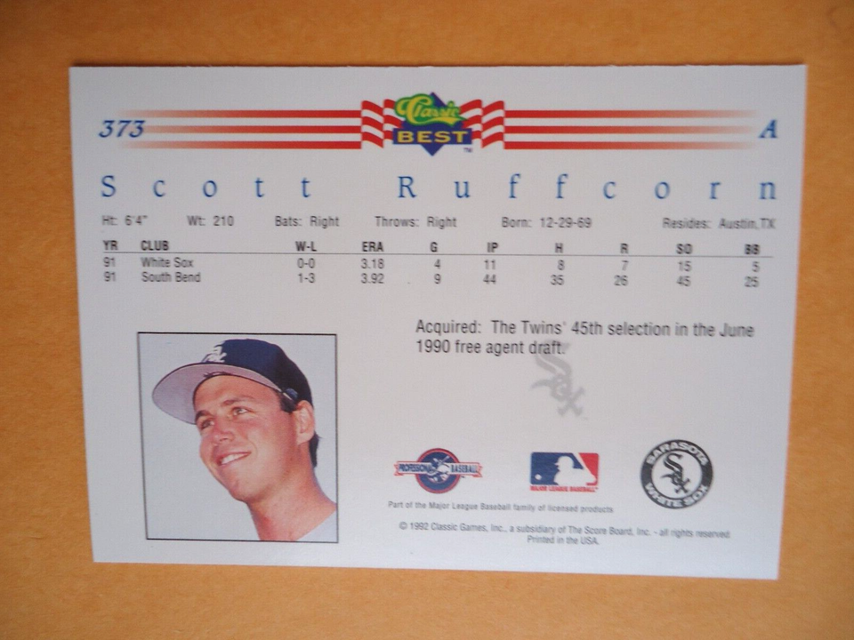 Scott Ruffcorn - 1992 Classic Best Baseball card #373 - Sarasota White ...