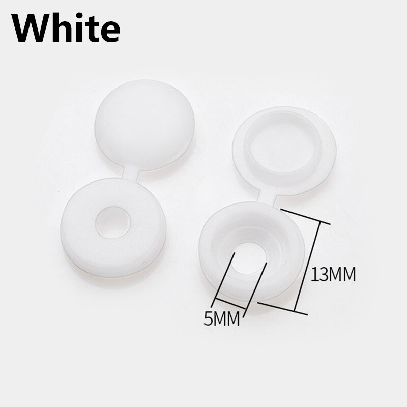 100Pcs Plastic Self-Tapping Screw Cap Covers Button Hinge Furniture ...