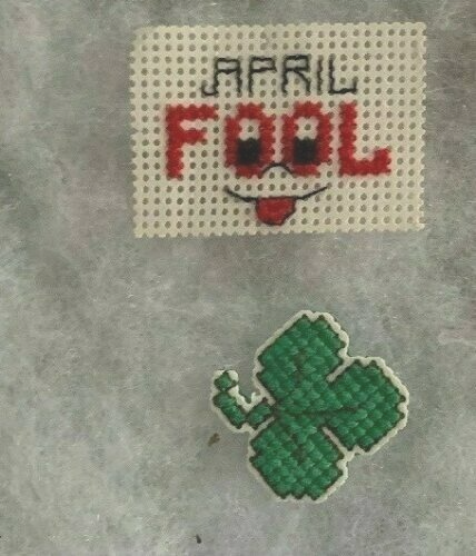Finished Cross Stitch Item April Fool 1.5" | eBay