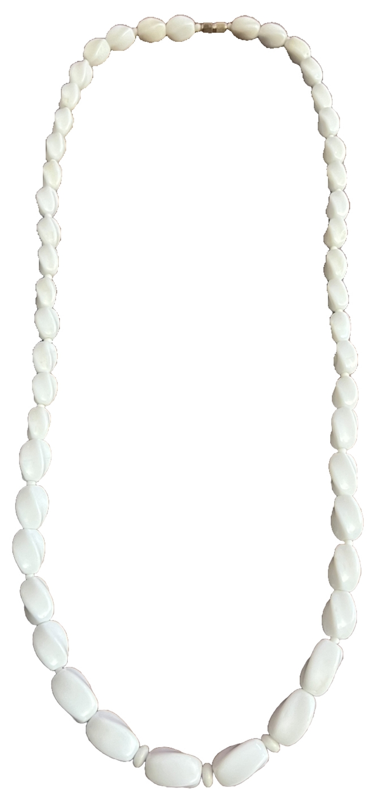 Lovely 25” Vintage White Milk Glass Graduated Beaded … - Gem