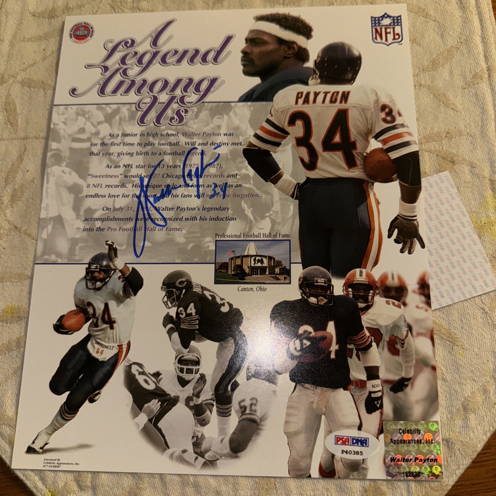 Walter Payton Autographed Memorabilia | Signed Photo, Jersey ...