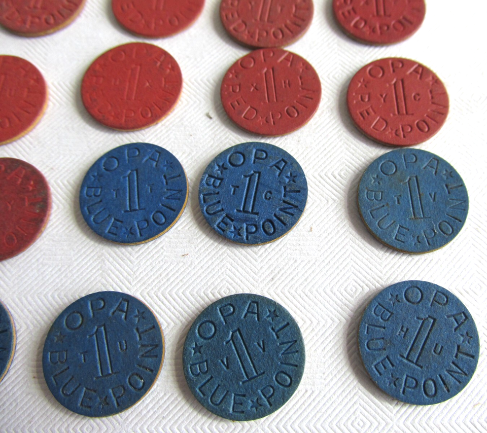 36 Different WWII World War Two Ration Tokens Red Point & Blue Point ...