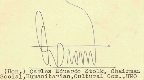 "Founding United Nations Representative" Carlos Stolk Hand Signed 2X4 ...